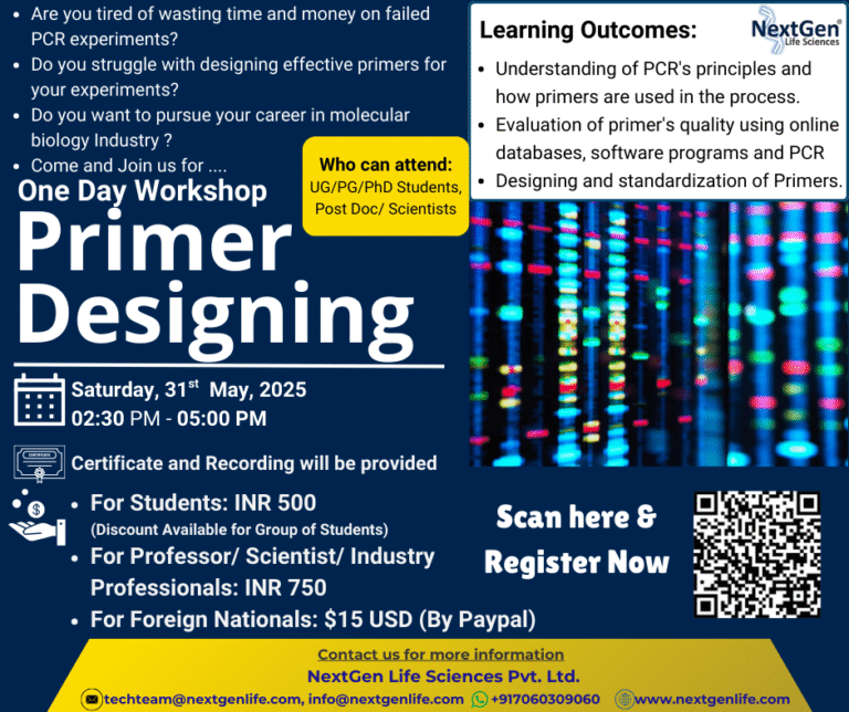 One-Day Online Workshop on “Primer Designing” , 31st May 2025 – NextGen ...