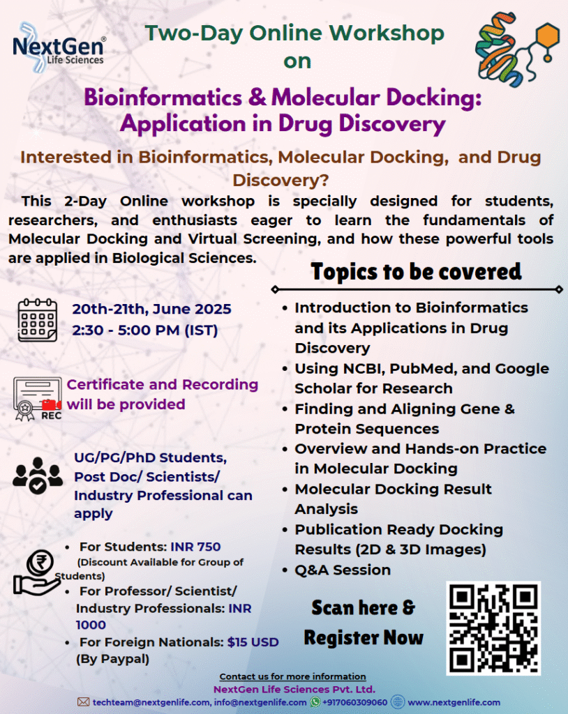 Two-Day Online Workshop on “Bioinformatics & Molecular Docking ...